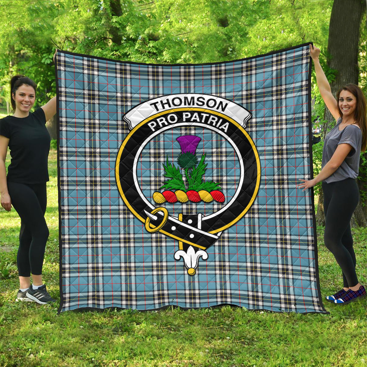 Thompson (Thomson) Tartan Quilt with Family Crest