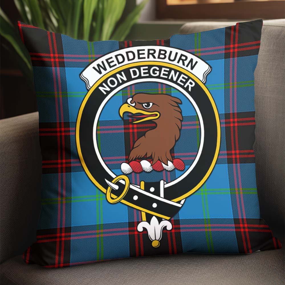 Wedderburn Tartan Pillow Cover with Family Crest