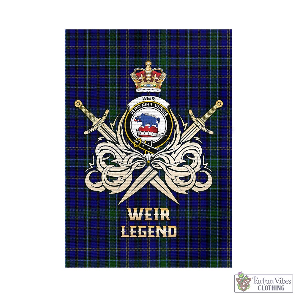 Weir Tartan Flag with Clan Crest and the Golden Sword of Courageous Le ...