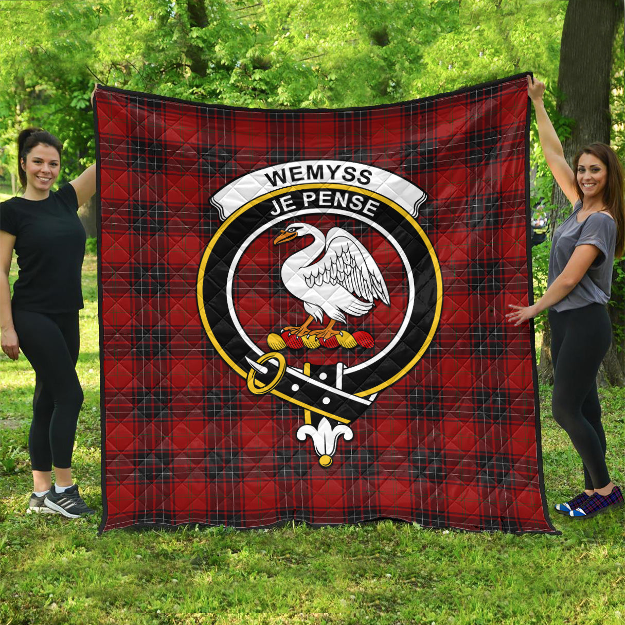Wemyss Tartan Quilt with Family Crest