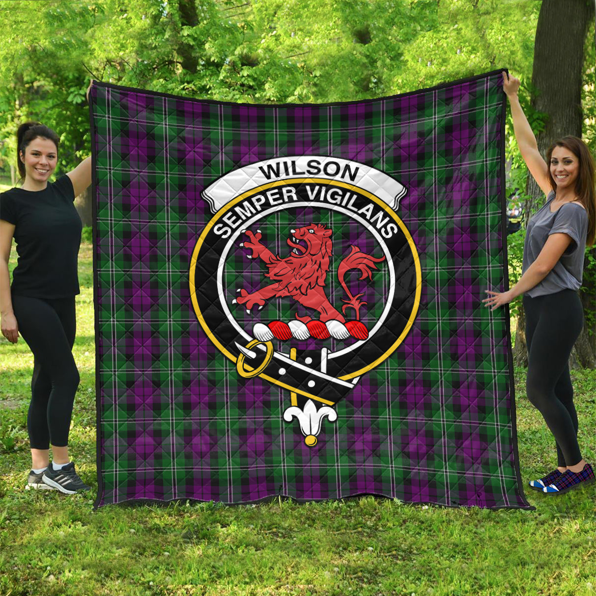 Wilson Tartan Quilt with Family Crest